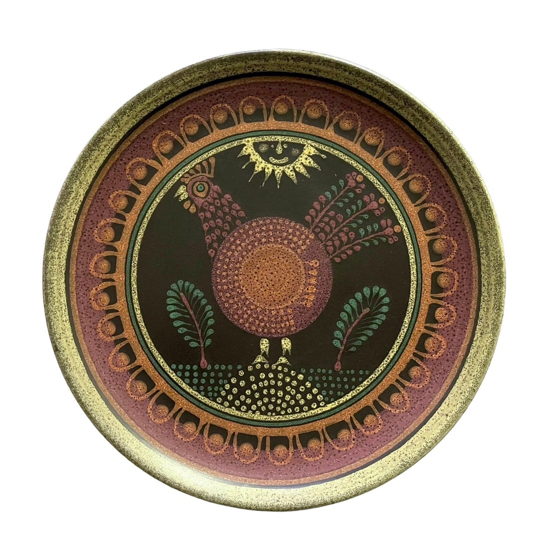 1970s Plate Ceramic Rooster Motif KMK / Vintage Wall Plate / Kitchen ...