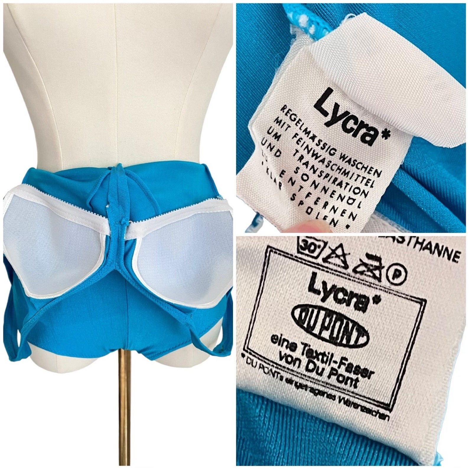 70s Swimsuit DU PONT Lycra / One-piece / Swimwear / Swimming / Blue ...
