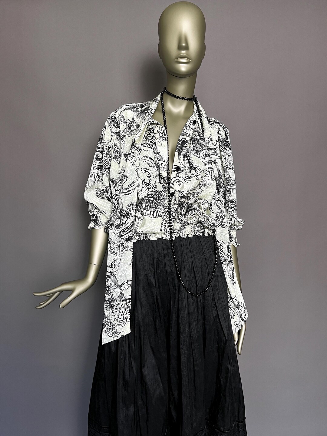 Vintage Blouse With Scarf by Janina Schreck, 90s Women's Loose-fitting ...