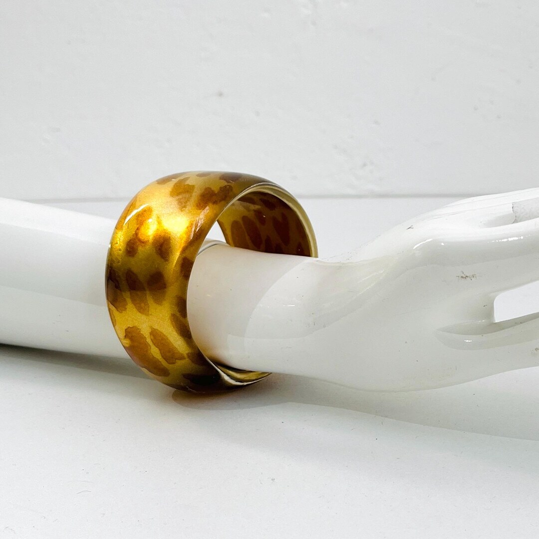 Vintage Bangle Tiger Pattern / Plastic Bangle Tiger Pattern / Wide ...