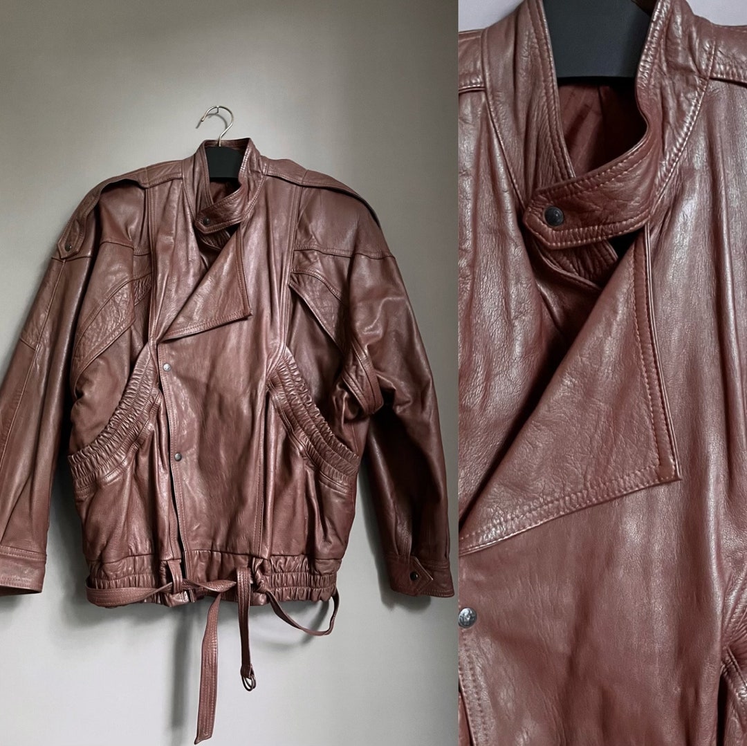 80s Leather Jacket Deda Men's True Vintage Jacket Brown Casual - Etsy