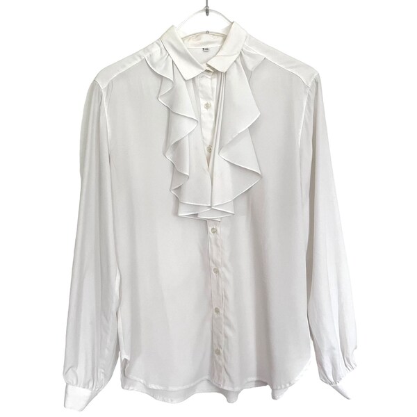 White Ruffle Blouse - Etsy