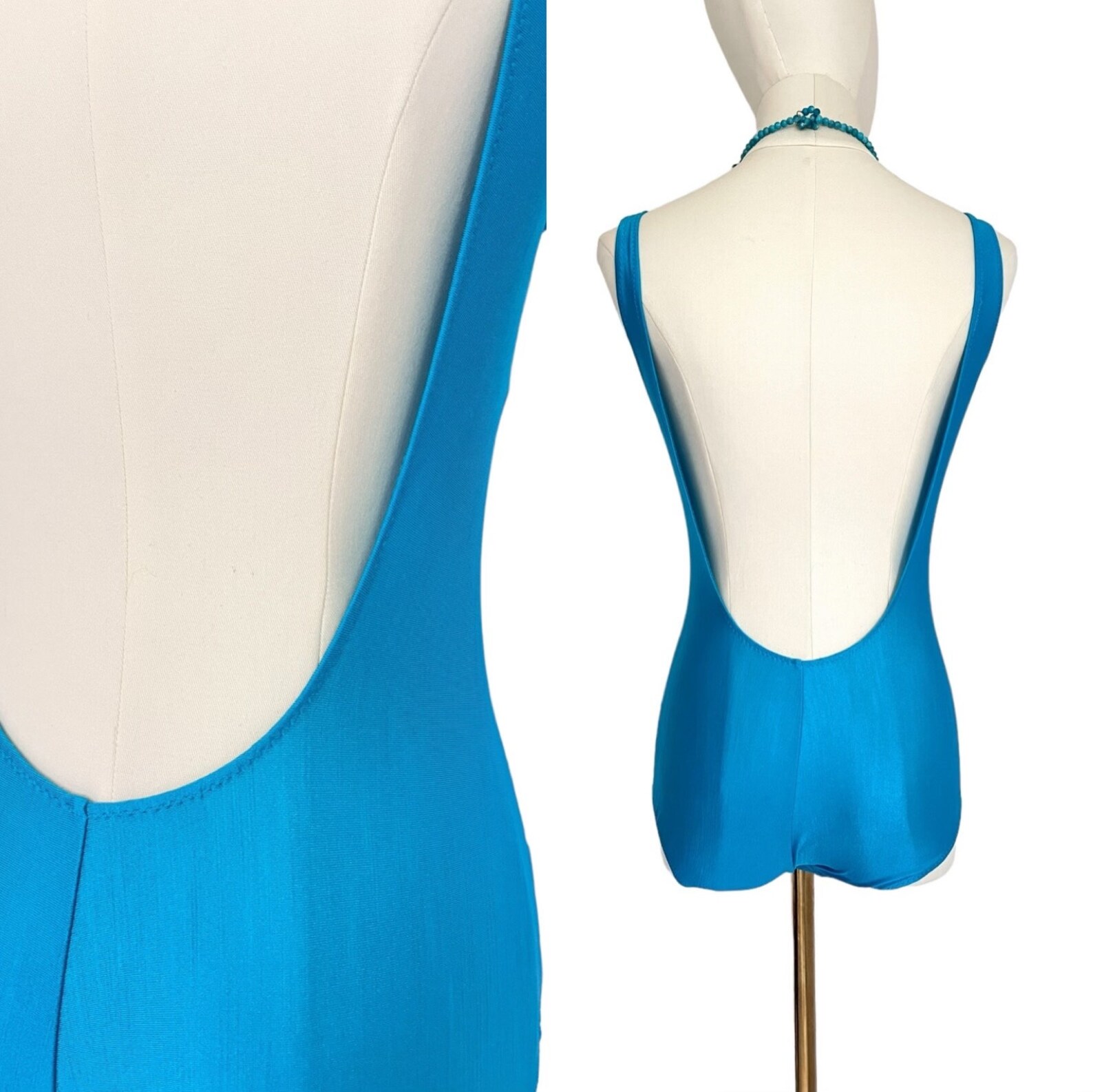 70s Swimsuit DU PONT Lycra / One-piece / Swimwear / Swimming / Blue ...