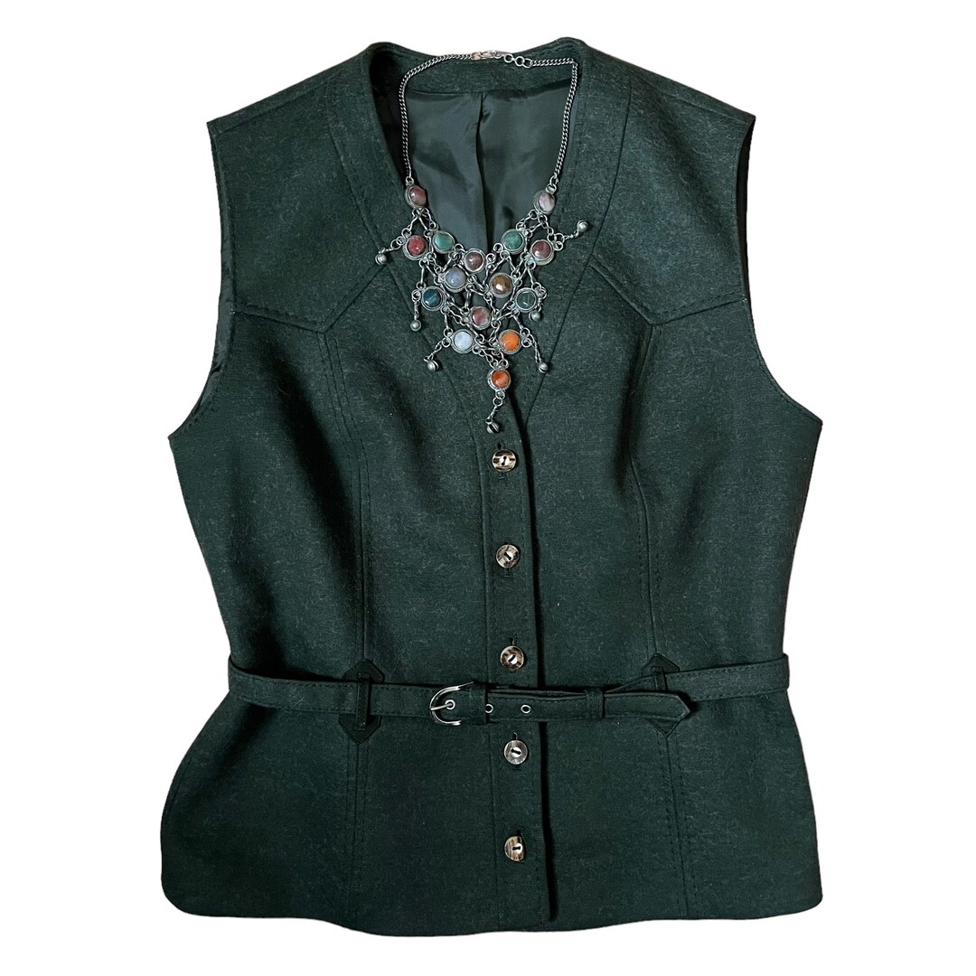 1970s Vest Loden Frey Green Bohemian Virgin Wool Ladies True Vintage ...