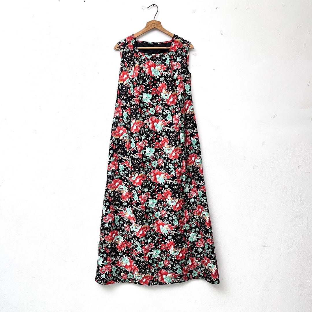 1970s Maxi Dress / Vintage Long Colorful Dress / Floral Dress / Floral ...