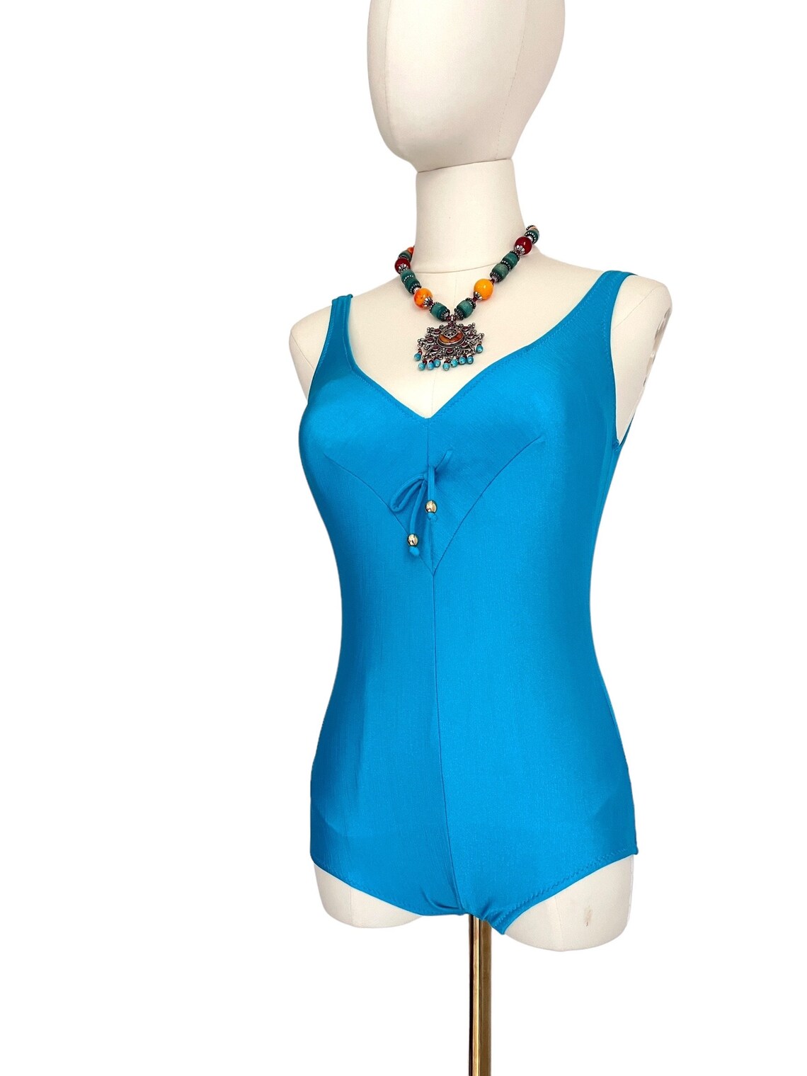 70s Swimsuit DU PONT Lycra / One-piece / Swimwear / Swimming / Blue ...
