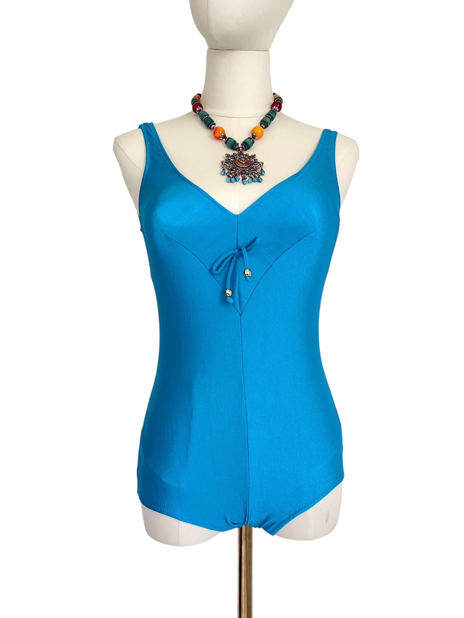 70s Swimsuit DU PONT Lycra / One-piece / Swimwear / Swimming / Blue ...