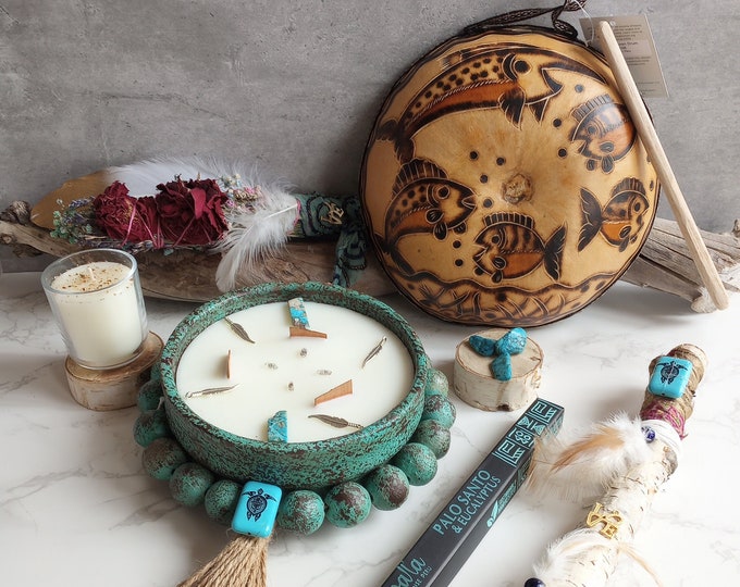 Ocean Drum + Turtle Spirit Animal Meditation Set/gourd Ocean Drum, Clay ...