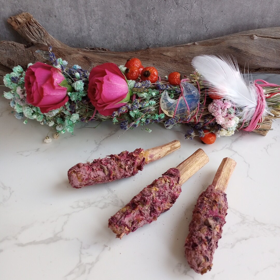Rose Palo Santo Fusion Smudge Pops/wildcrafted/beeswax, Rose Oil Rose ...