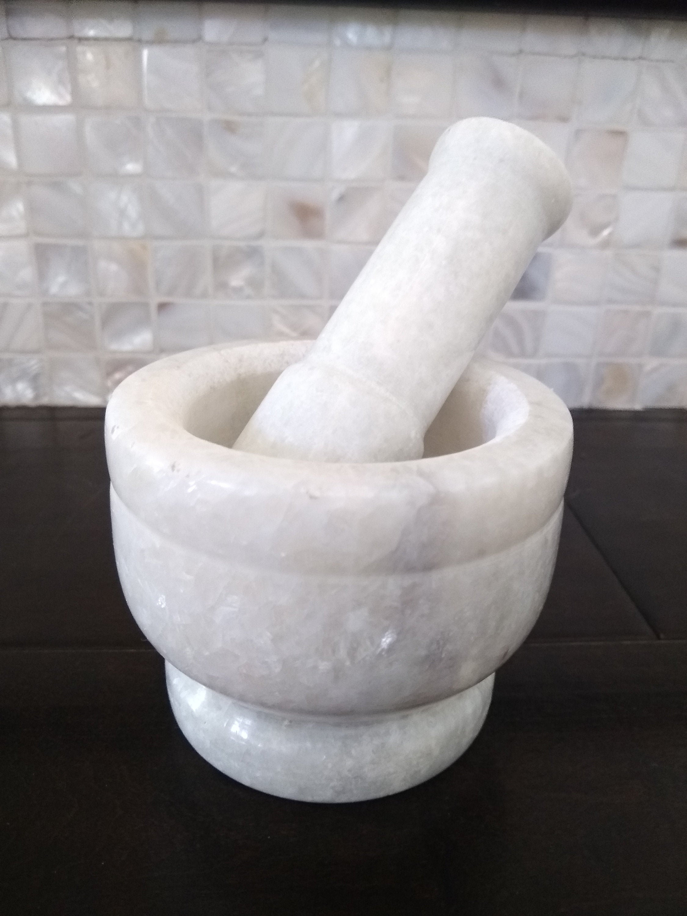 White Marble Mortar Pestle Set With Altar Tile/large Size - Etsy