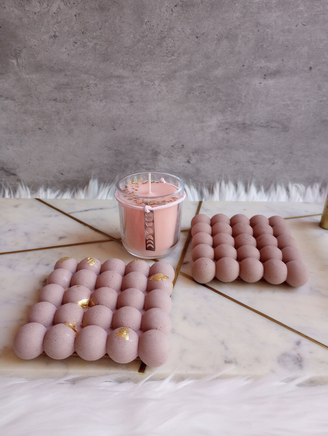 Bubble Coaster/mauve Cream or Sage/optional Coaster Moon - Etsy