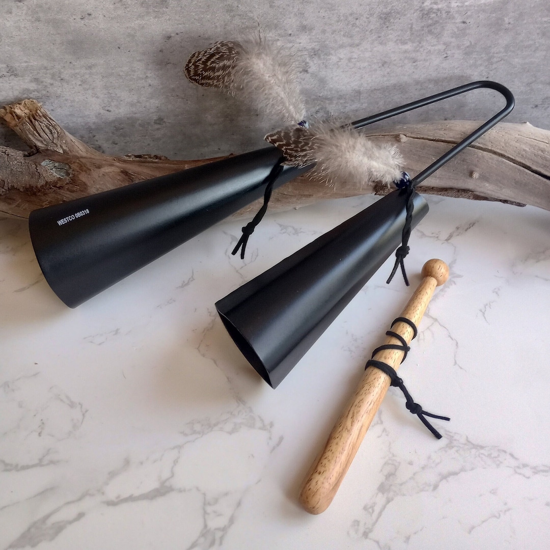 Agogo Bell With Mallet/double Bell/evil Eye Beads Natural Feathers ...