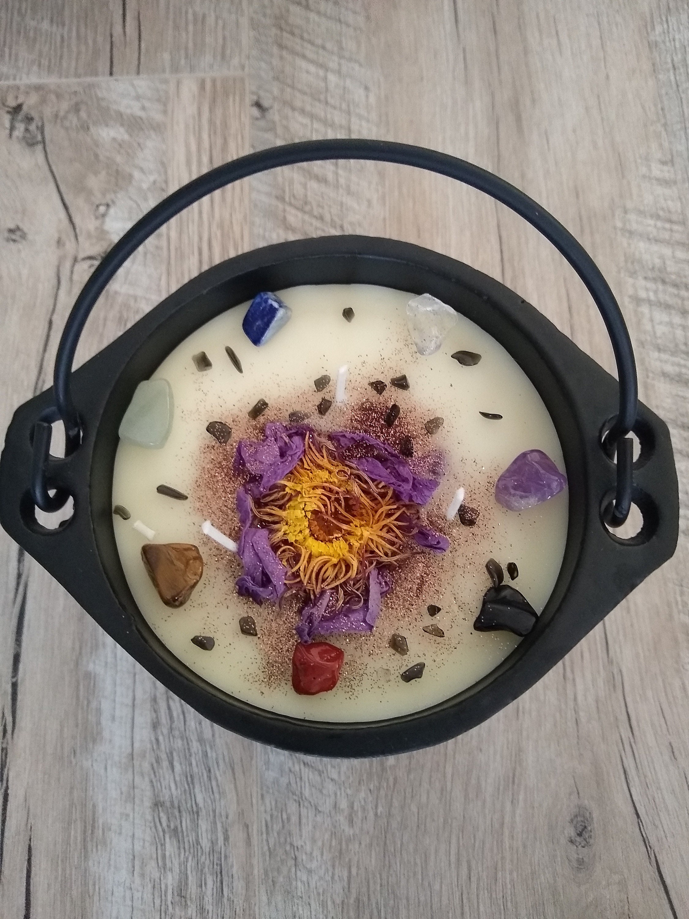 Blue Lotus Chakra Cauldron Candle/cast Iron Cauldron With - Etsy