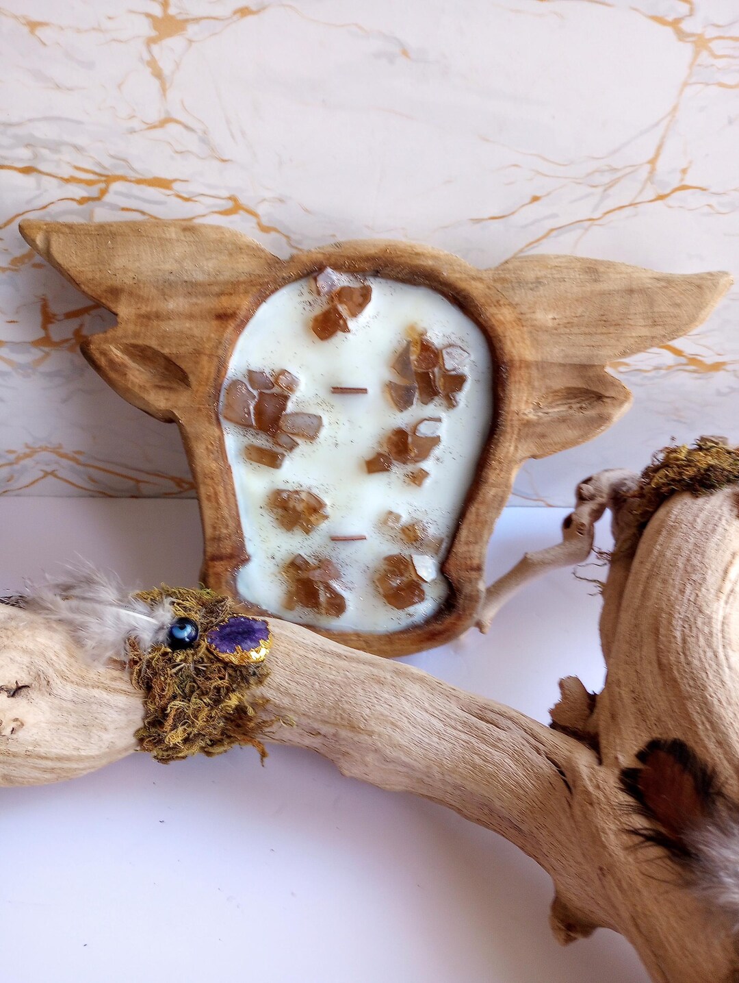 Texas Longhorn Dough Bowl/fire Glass Candle/rustic Candle/farmhouse ...