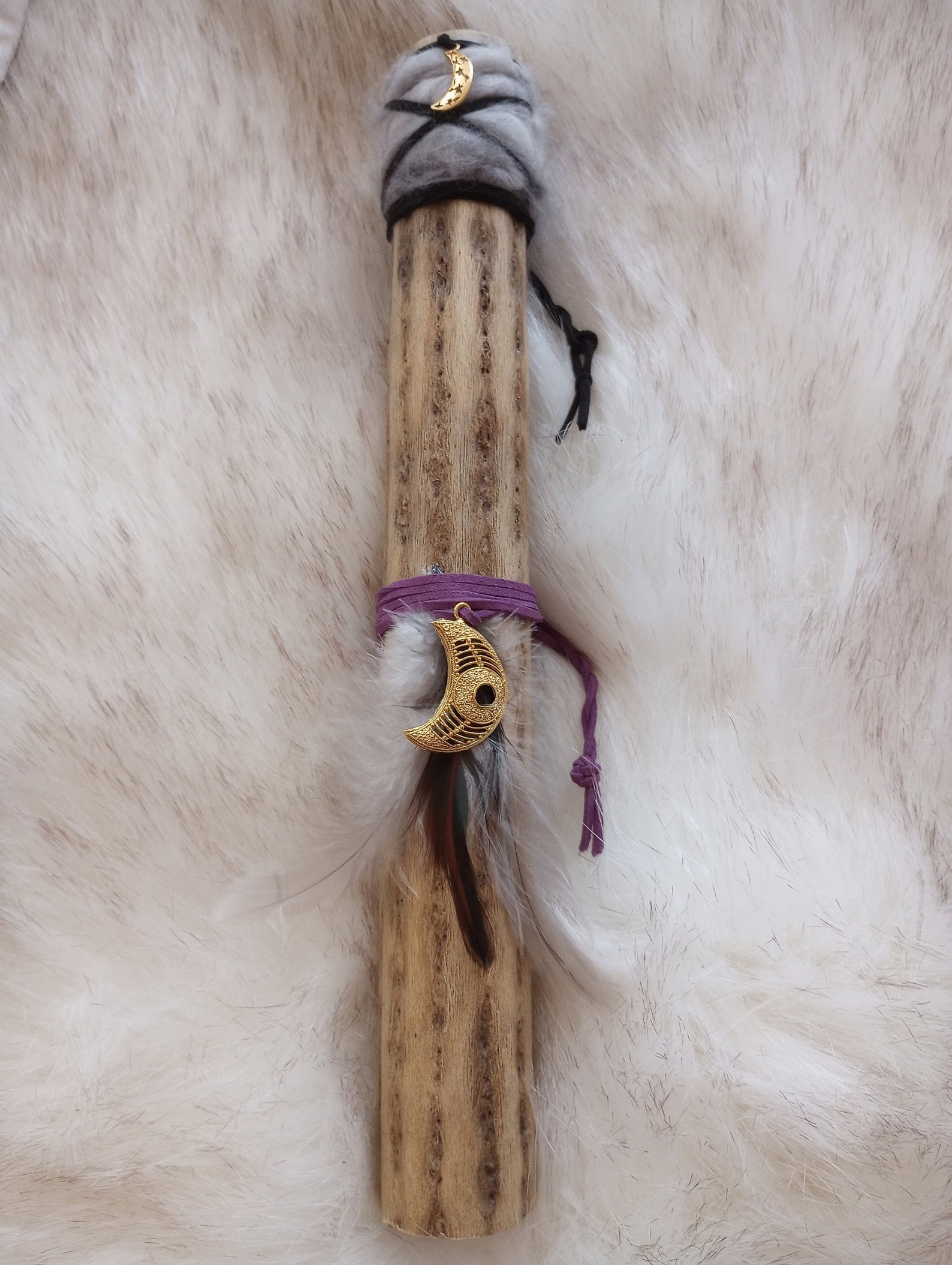 Moon Rain Stick/gold Plated Moon Jewlery/12 Inch Size/angora - Etsy
