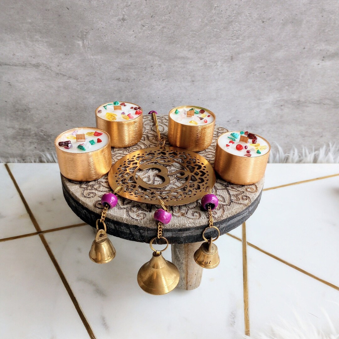 Chakra Tealights/set of Four/rosewood, Oud, Palo Santo, Chai Masala ...