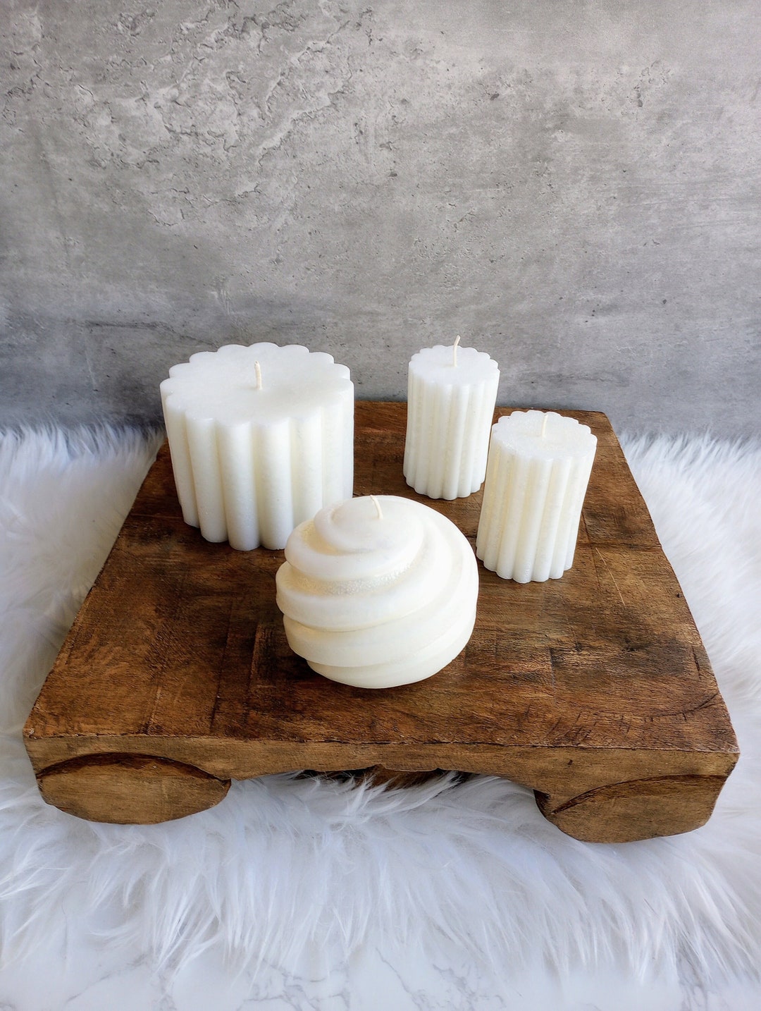 Sandy Beach Pillar Candle Collection/fluted or Spiral Pillar Candle ...