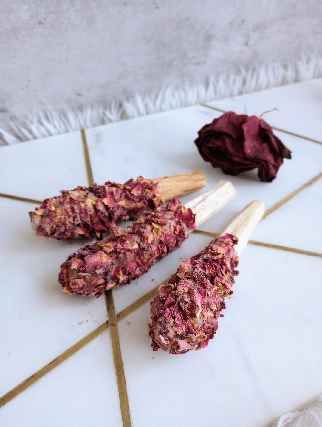 Rose Palo Santo Fusion Smudge Pops/wildcrafted/beeswax, Rose Oil Rose ...