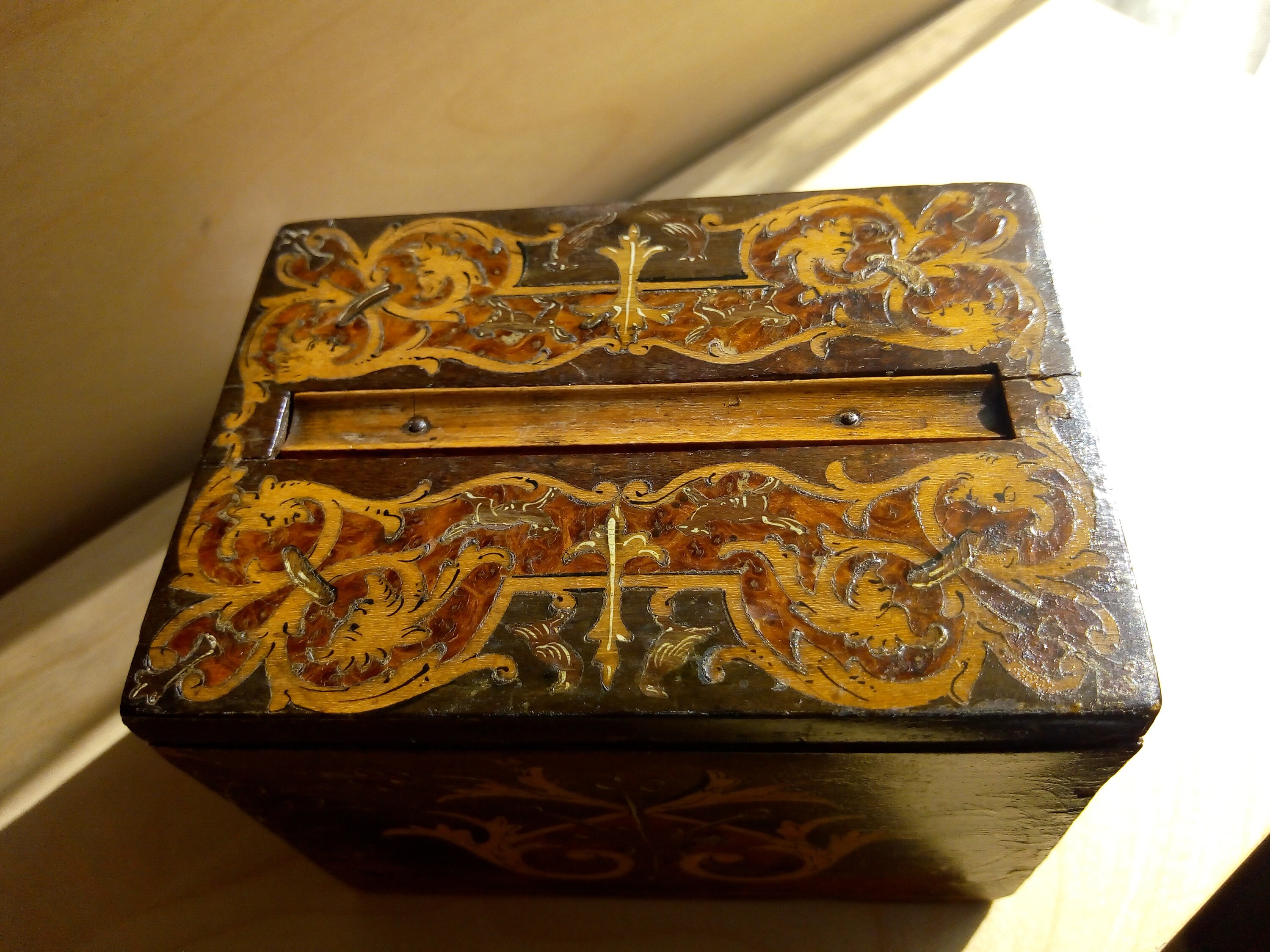 Magic Cigarette Box, Antique Marquetry, Delightful Pattern With Animal ...