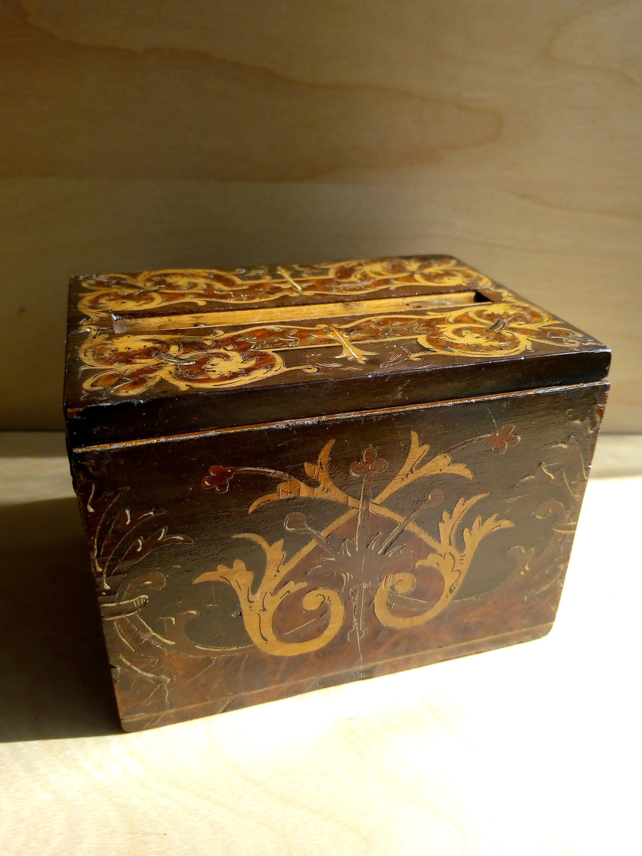 Magic Cigarette Box, Antique Marquetry, Delightful Pattern With Animal ...
