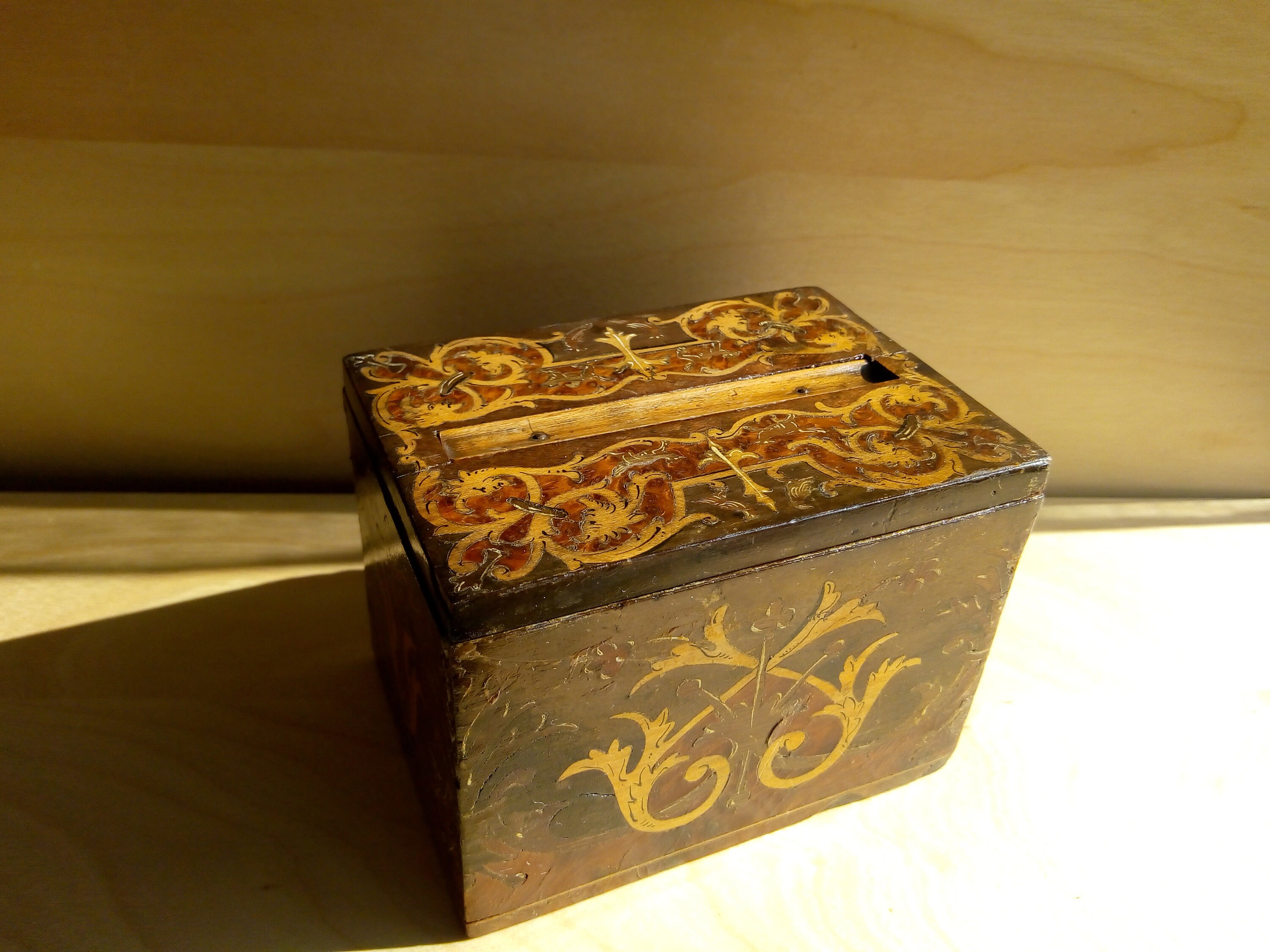 Magic Cigarette Box, Antique Marquetry, Delightful Pattern With Animal ...