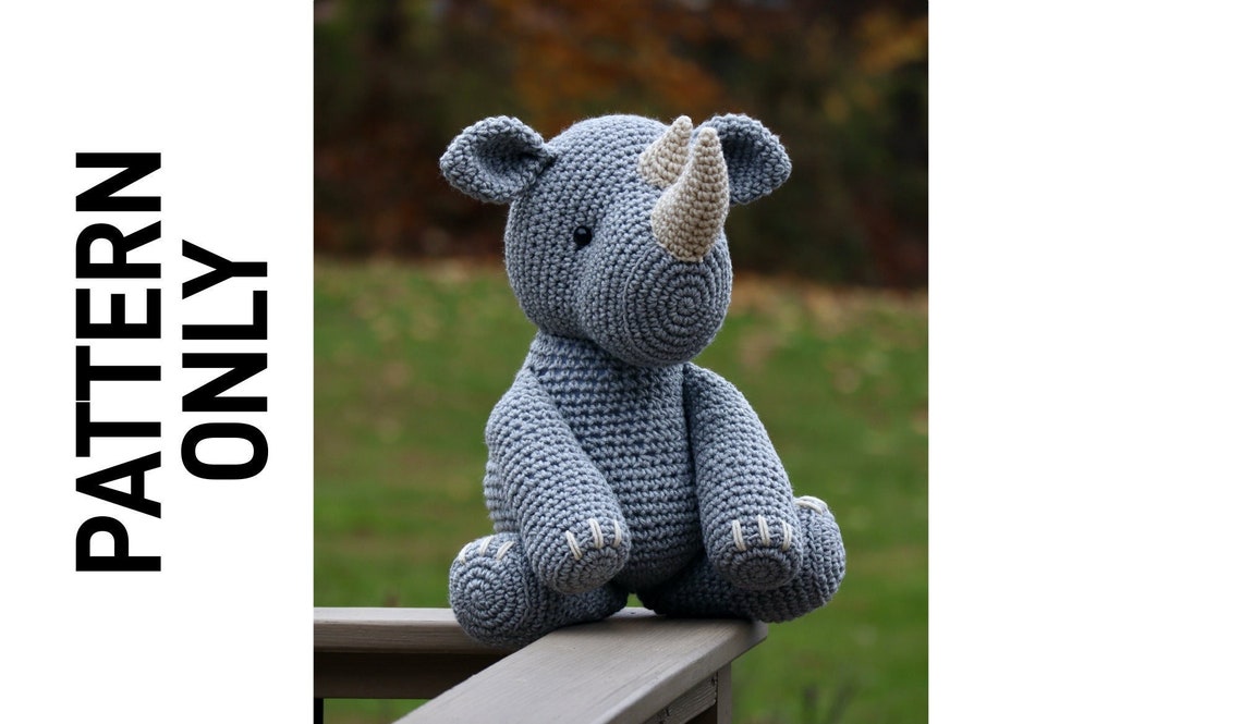 Ricky the Rhino Pattern-rhino Crochet Pattern-amigurumi - Etsy