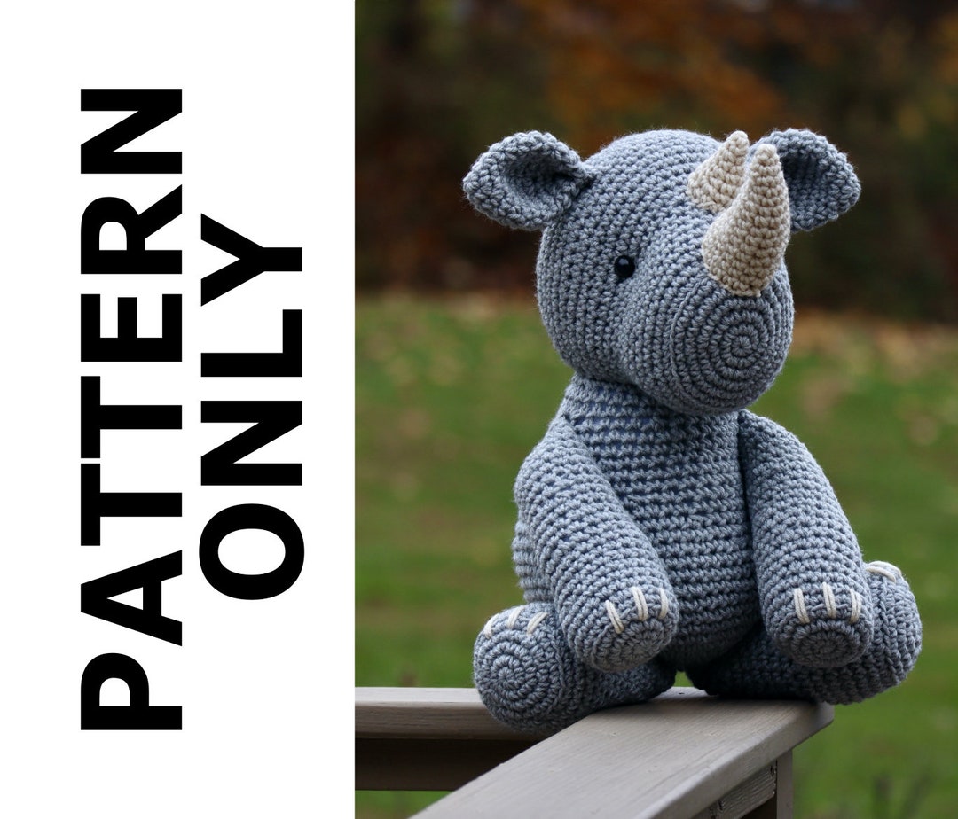 Ricky the Rhino Pattern-rhino Crochet Pattern-amigurumi Pattern-crochet ...