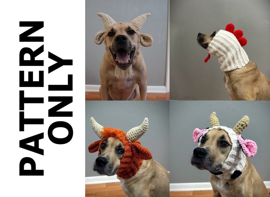 Farm BUNDLE 4 Crochet Dog Snood Pattern-chicken-cow-highland Cow-dog ...