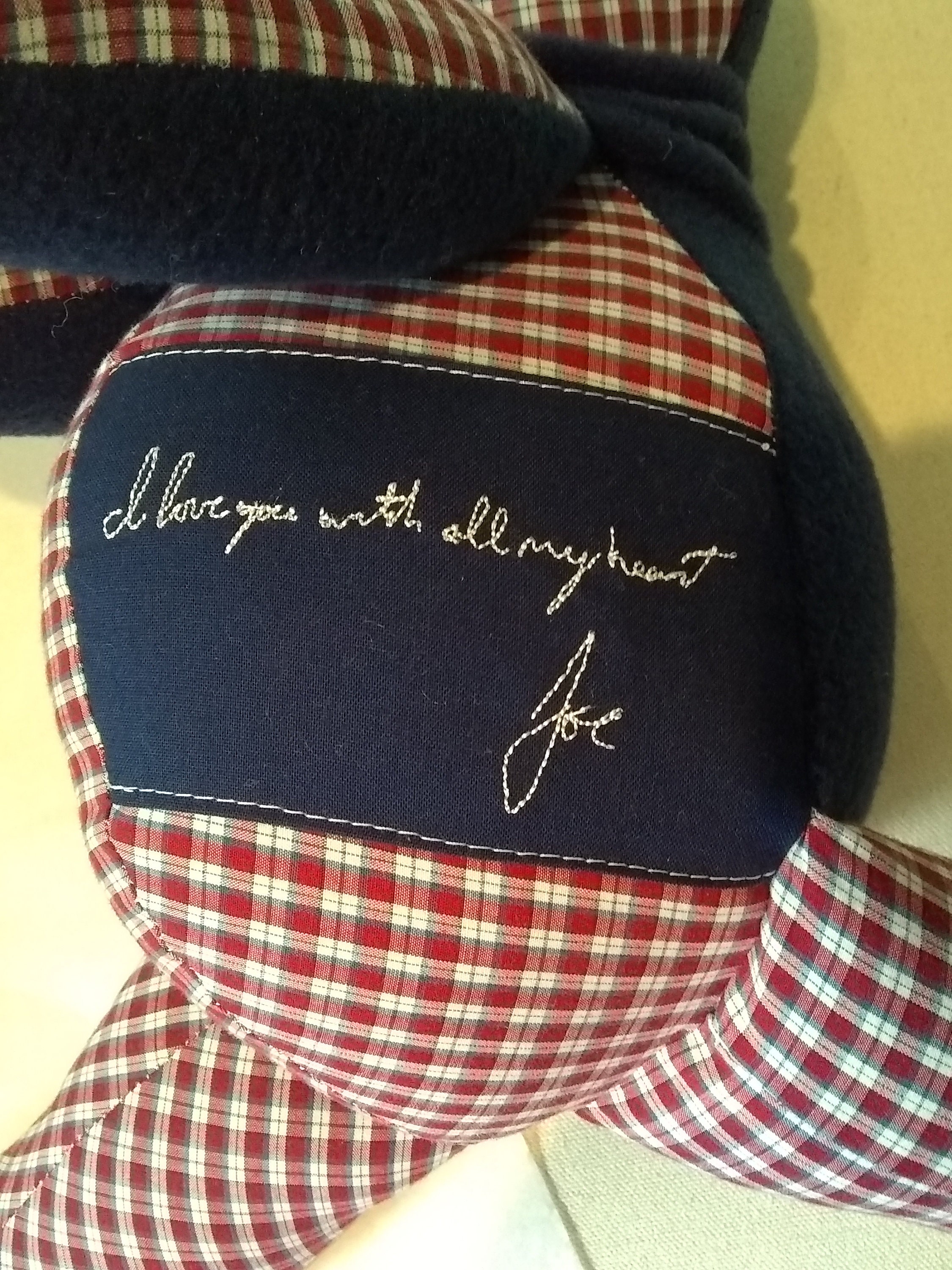 Embroidered Signature Memory Bear Keepsake Father's Day | Etsy