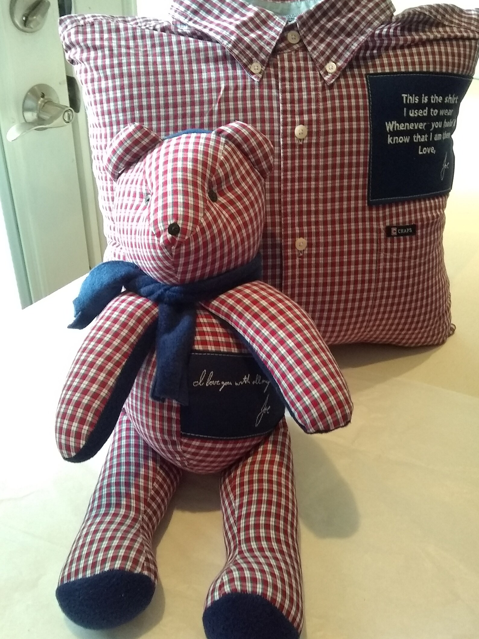 Embroidered Signature Memory Bear Keepsake Father's Day | Etsy