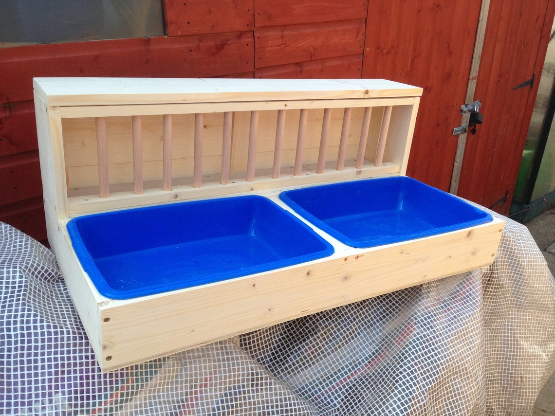 Double Rabbit Hay Feeder With Litter Trays | Etsy UK