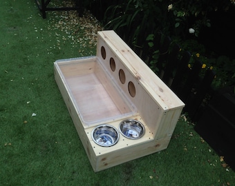 Double Rabbit Hay Feeder With Litter Trays and 4 Food Bowls - Etsy