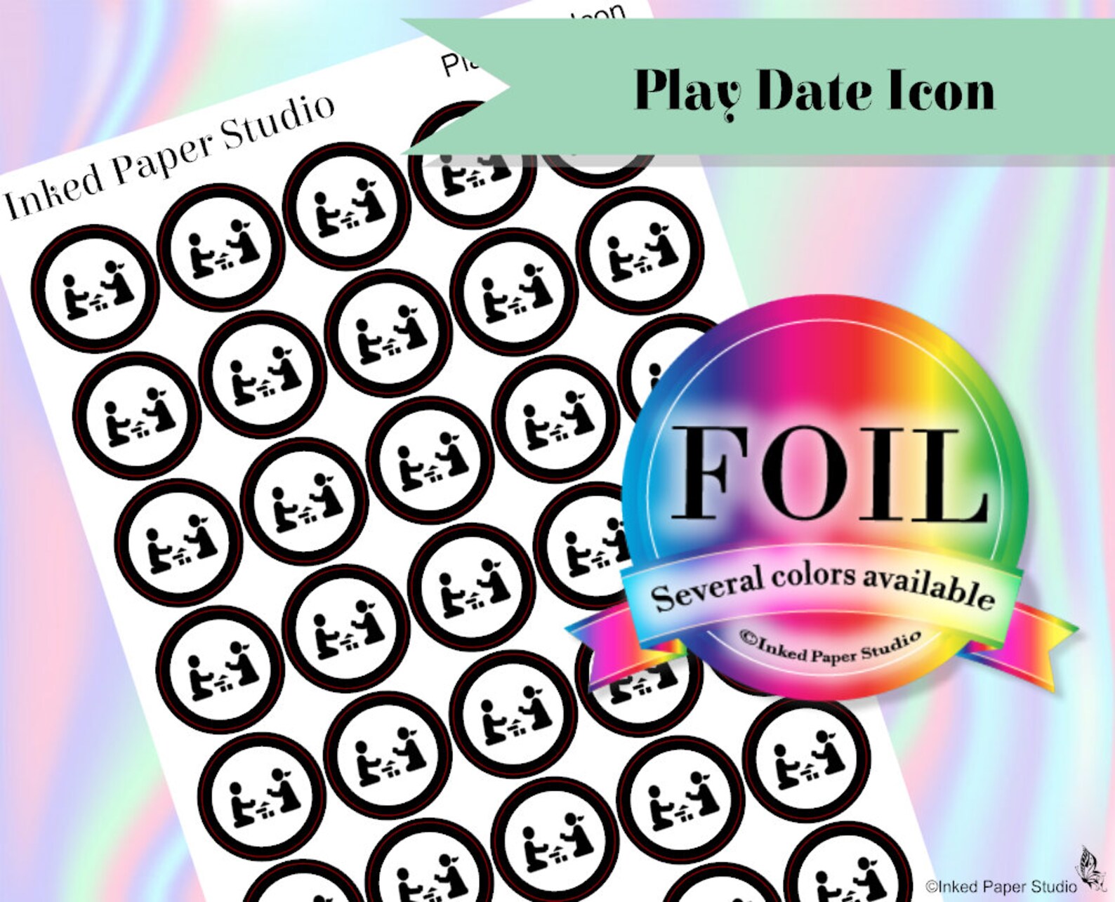 Play Date Icons Foiled Stickers New Born Play Time - Etsy