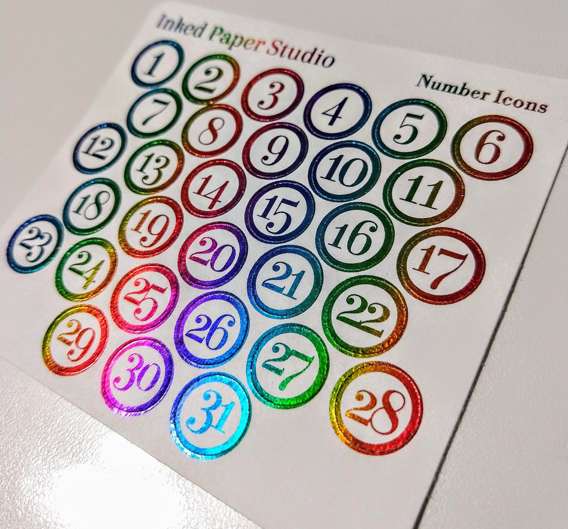 Number Icon Stickers 1 31 Days of the month Numbers | Etsy