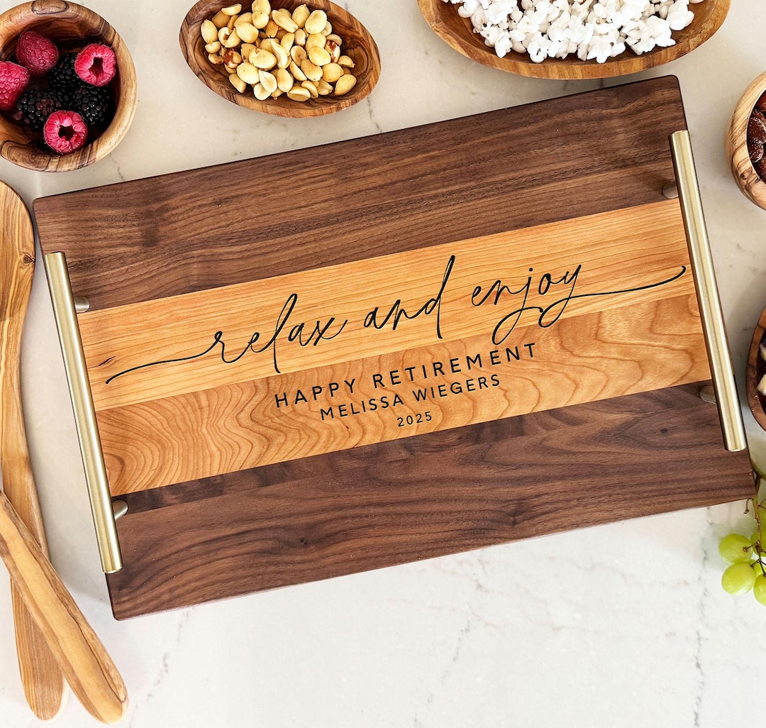 Personalized Retirement Serving Tray: Engraved Wood, Farewell Gift - Etsy