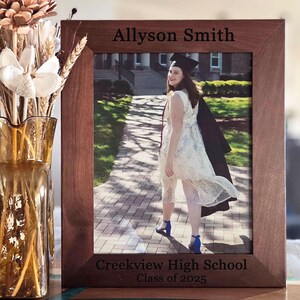 Personalized Graduation Photo Frame - Engraved Cherry, Maple, or Walnut ...
