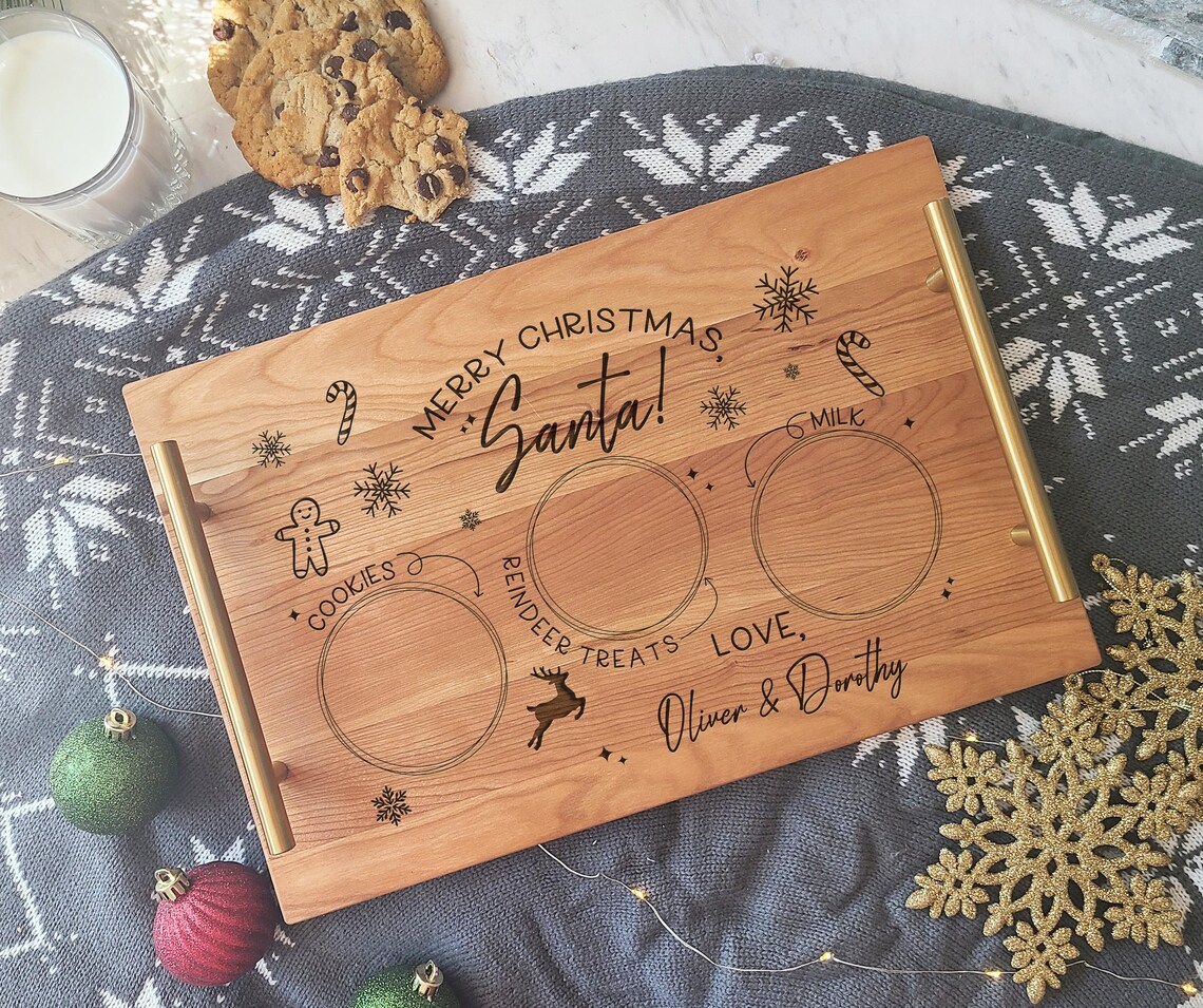 Merry Christmas Santa Cookie Tray, Milk, Carrot. Custom Christmas Tray ...