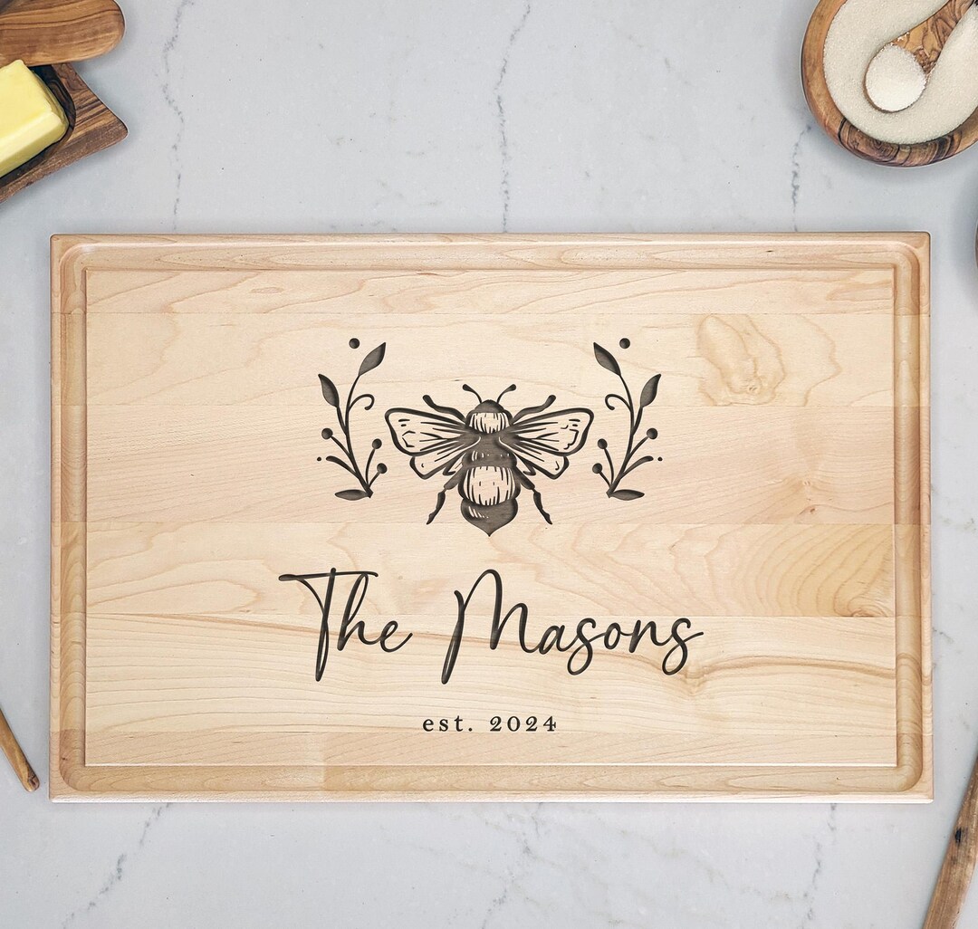 Personalized Bee Cutting Board: Maple, Cherry, or Walnut - Custom ...