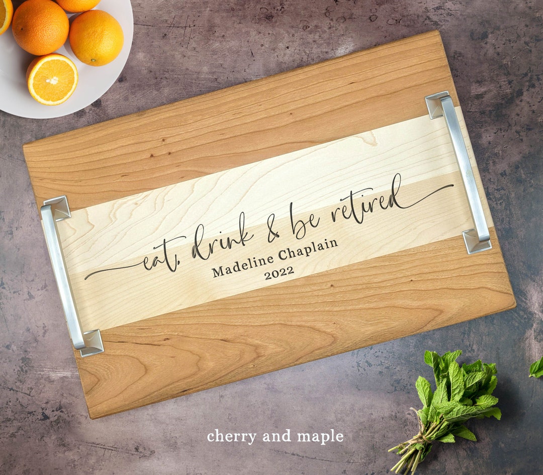 Retirement Gift Wood Serving Tray. Custom Personalized Serving Tray ...