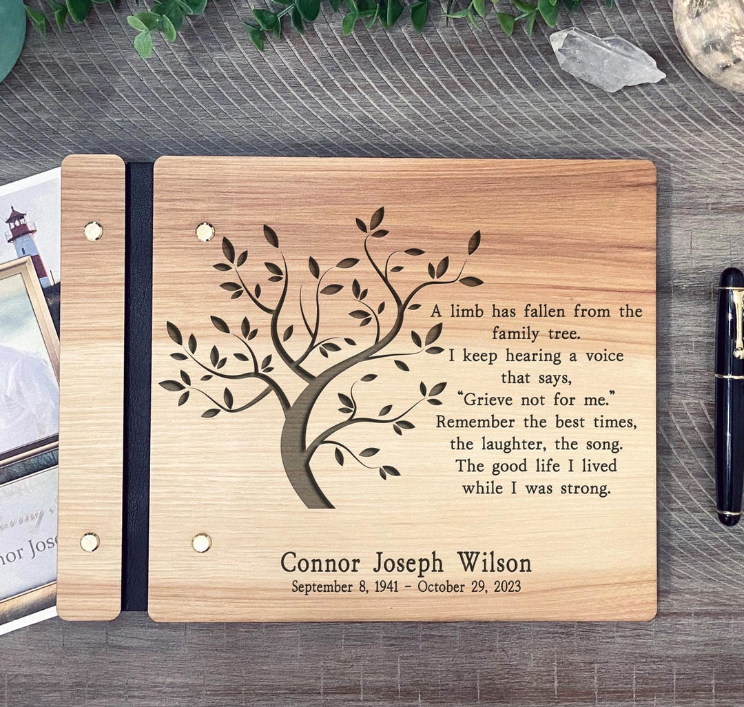 Funeral Fallen Limb Memorial Guest Book Custom Wood Funeral Guest Book ...