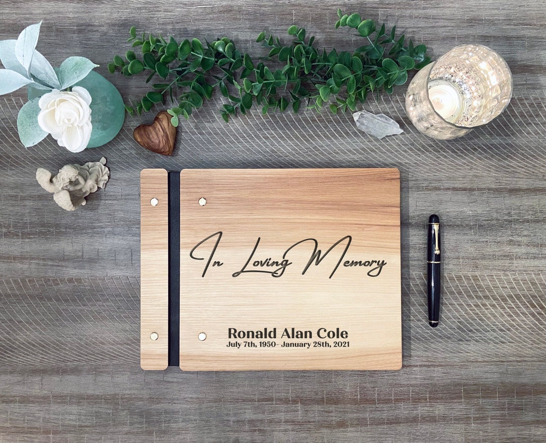 In Loving Memory Custom Wooden Memorial Guest Book Wood Funeral Guest ...