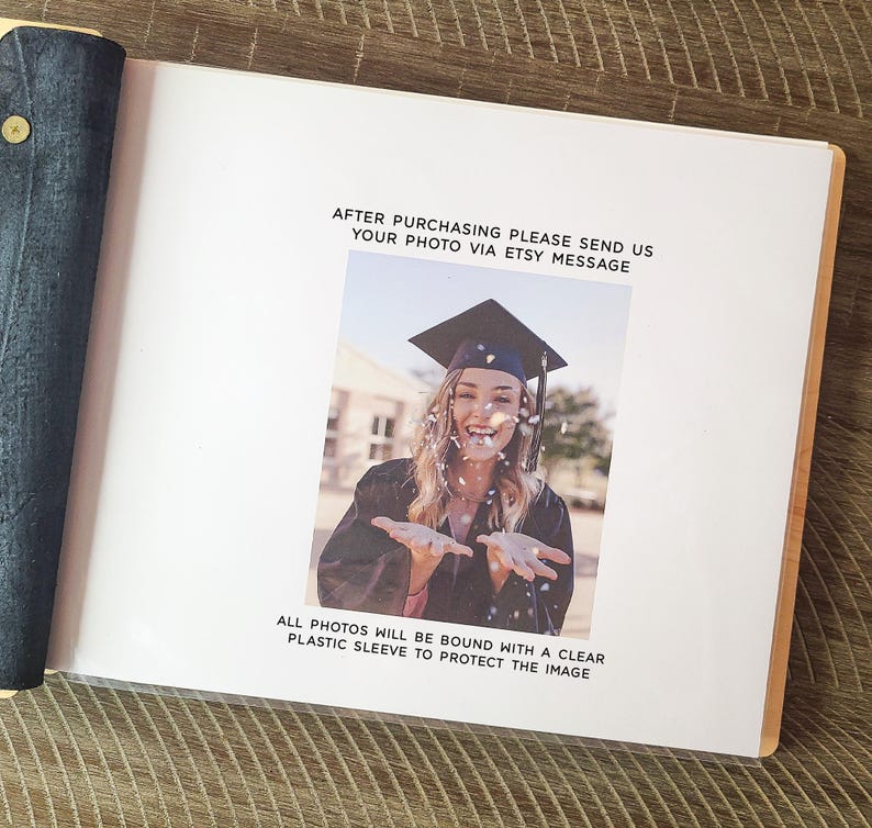 Graduation Guest Book With Photograph - Personalized Wooden Photo Album ...