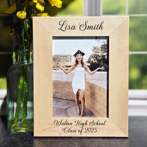 Personalized Graduation Photo Frame - Engraved Cherry, Maple, or Walnut ...