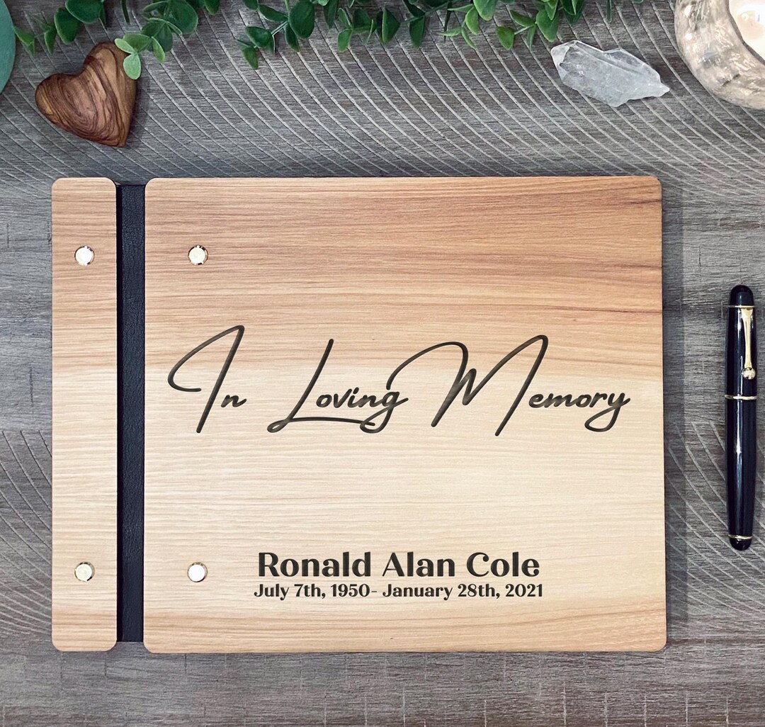 In Loving Memory - Custom Wooden Memorial Guest Book - Engraved ...