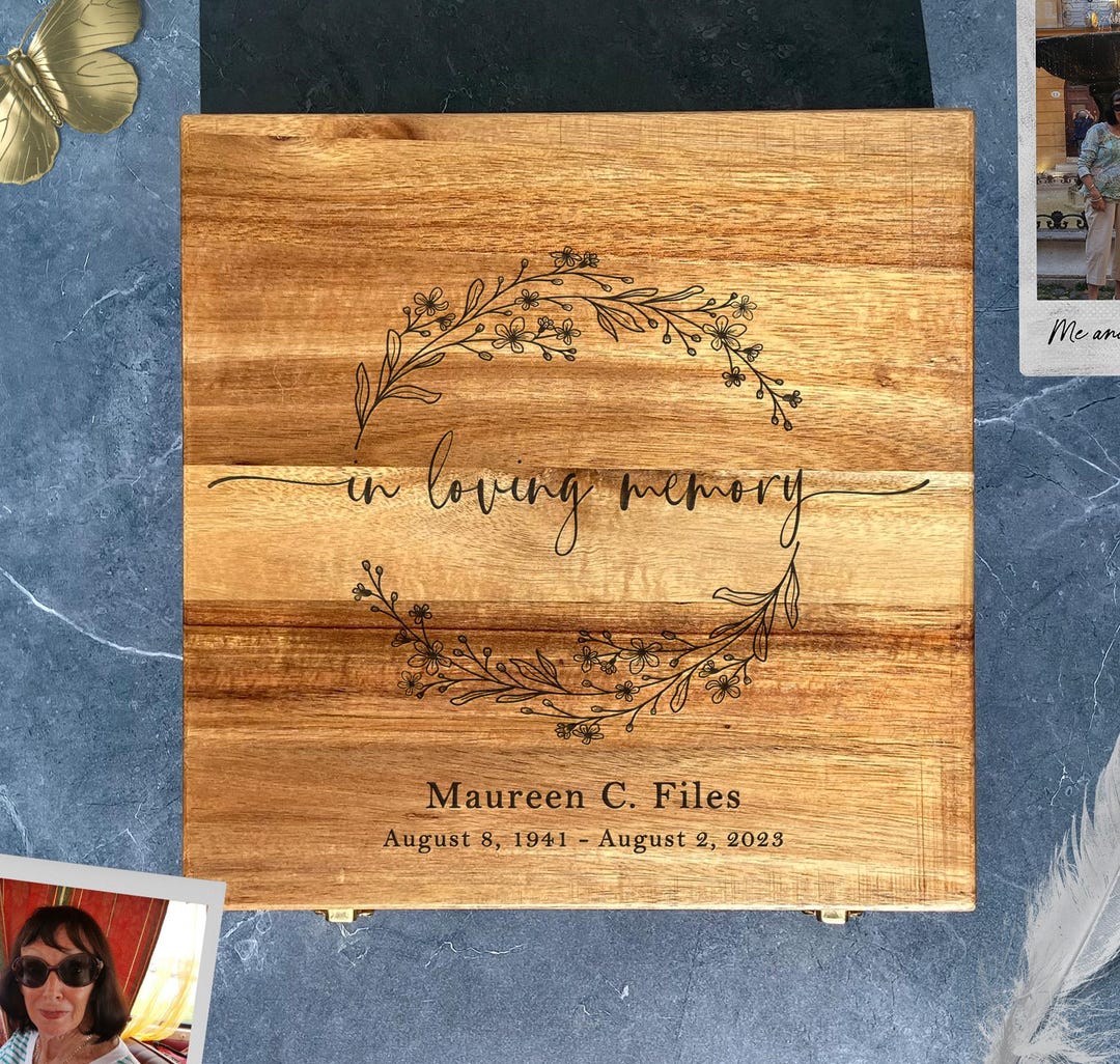 In Loving Memory - Custom Acacia Wood Memorial Memory Box ...