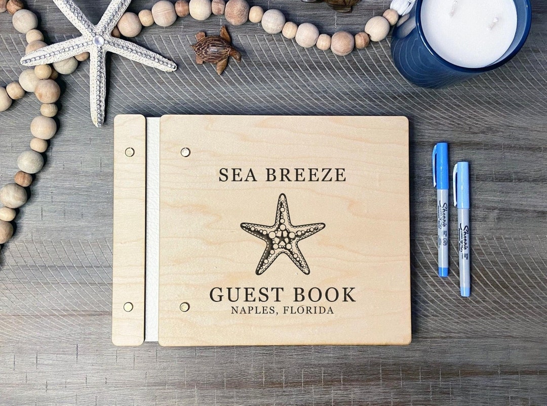 Custom Guest Book for Beach House, Beach Vacation Rental House Guest ...