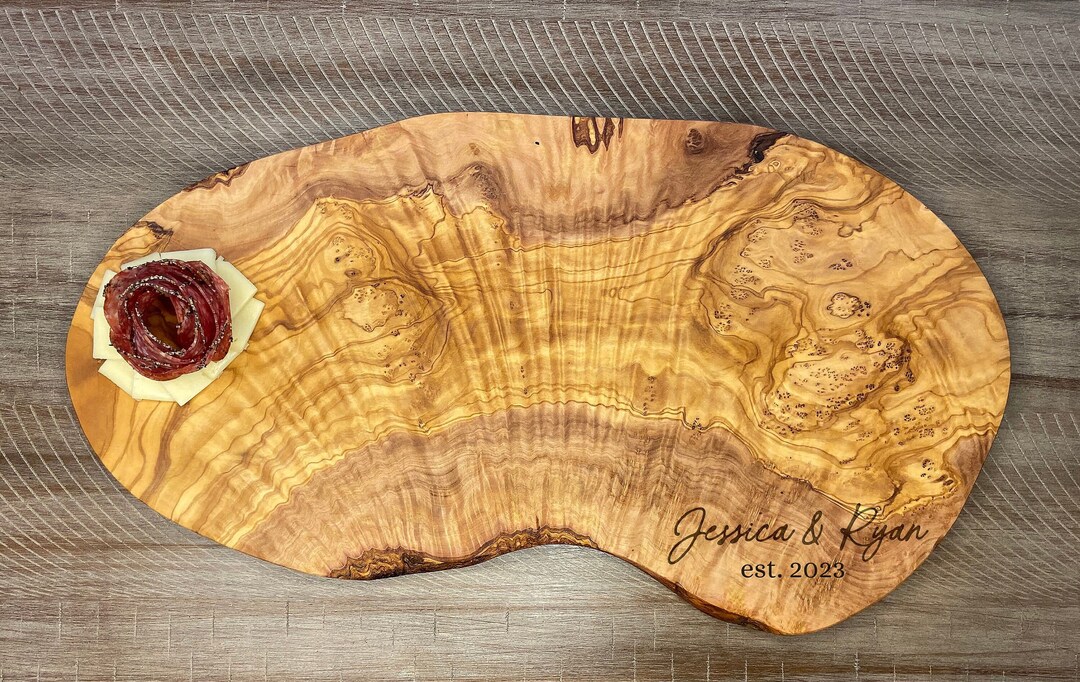 Personalized Olive Wood Charcuterie Board: Rustic Cheese Board With ...