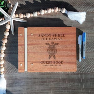Personalized Engraved Sea Turtle Guest Book - Beach House Rental ...