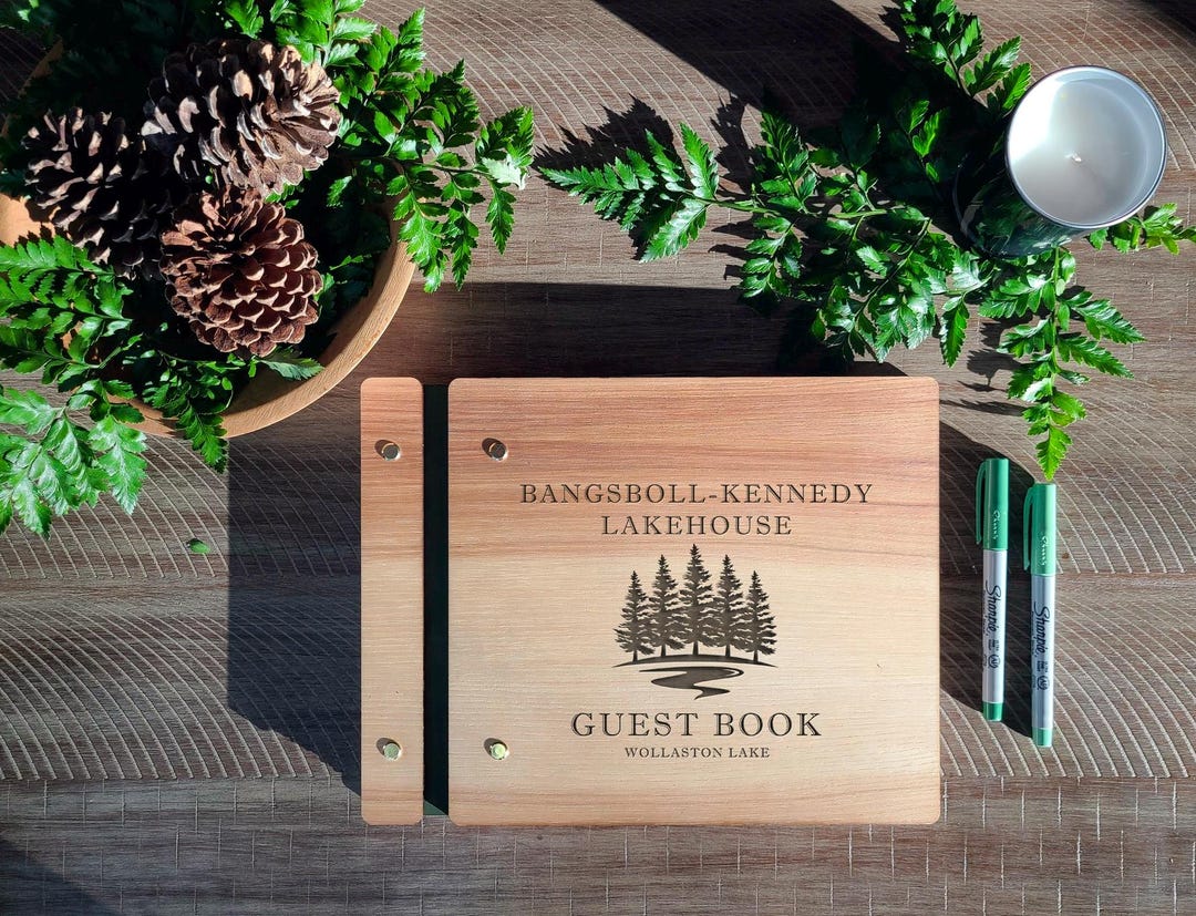 Custom Engraved Guest Book for Vacation House- Lodge, Cabin, Mountain ...