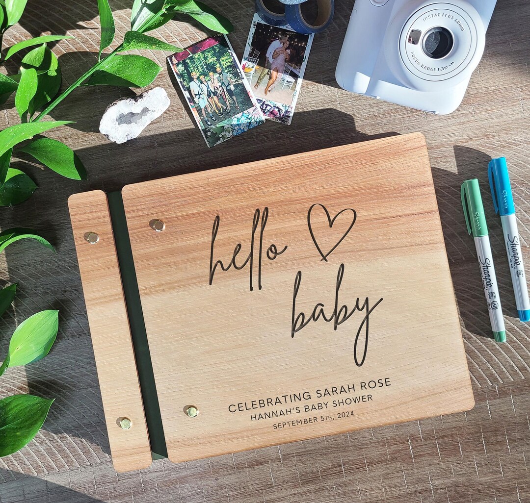 Custom Wood Hello Baby Shower Guest Book: Personalized Keepsake - Etsy
